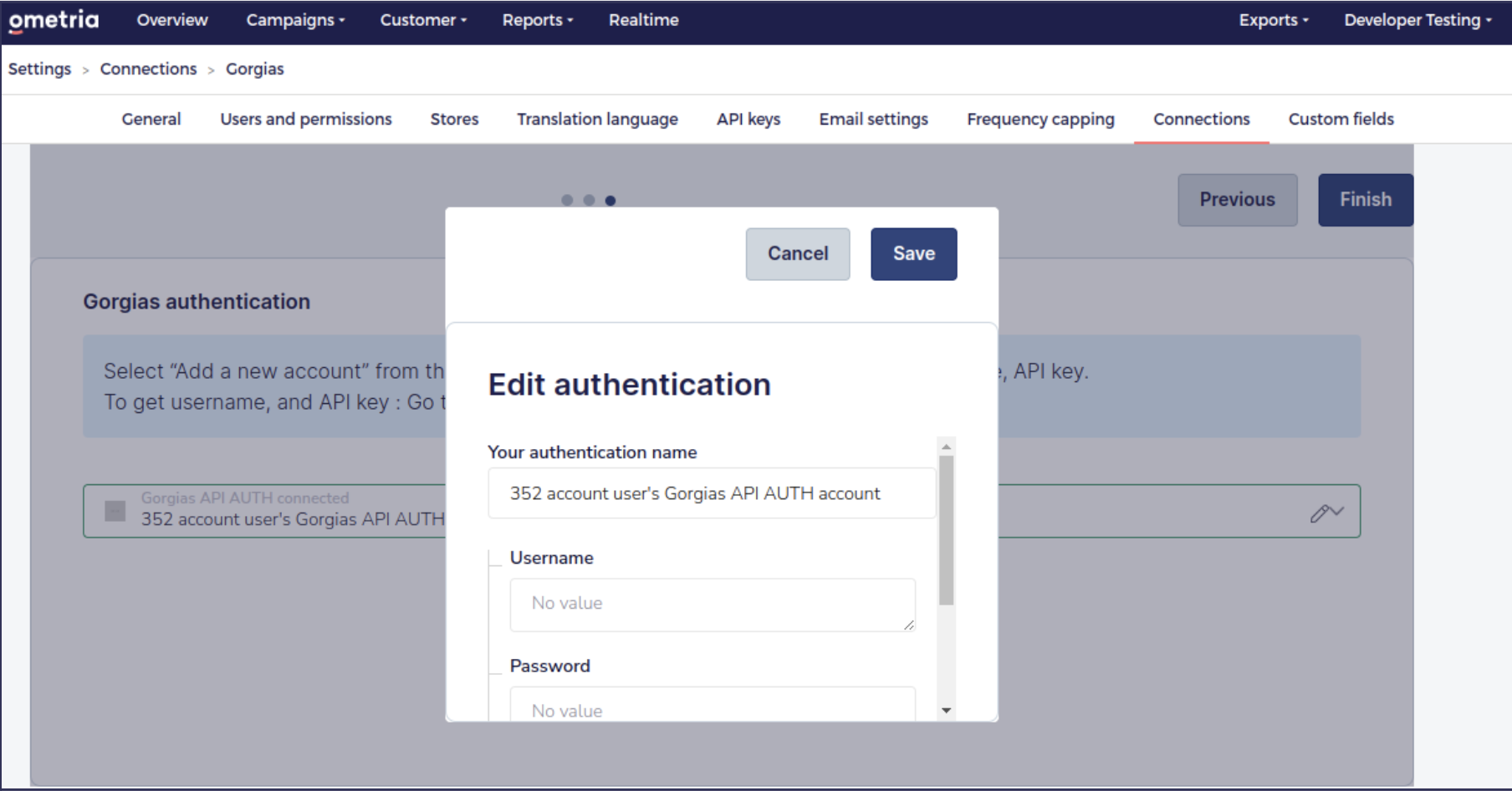 Setting up a Gorgias integration – Ometria Help Centre