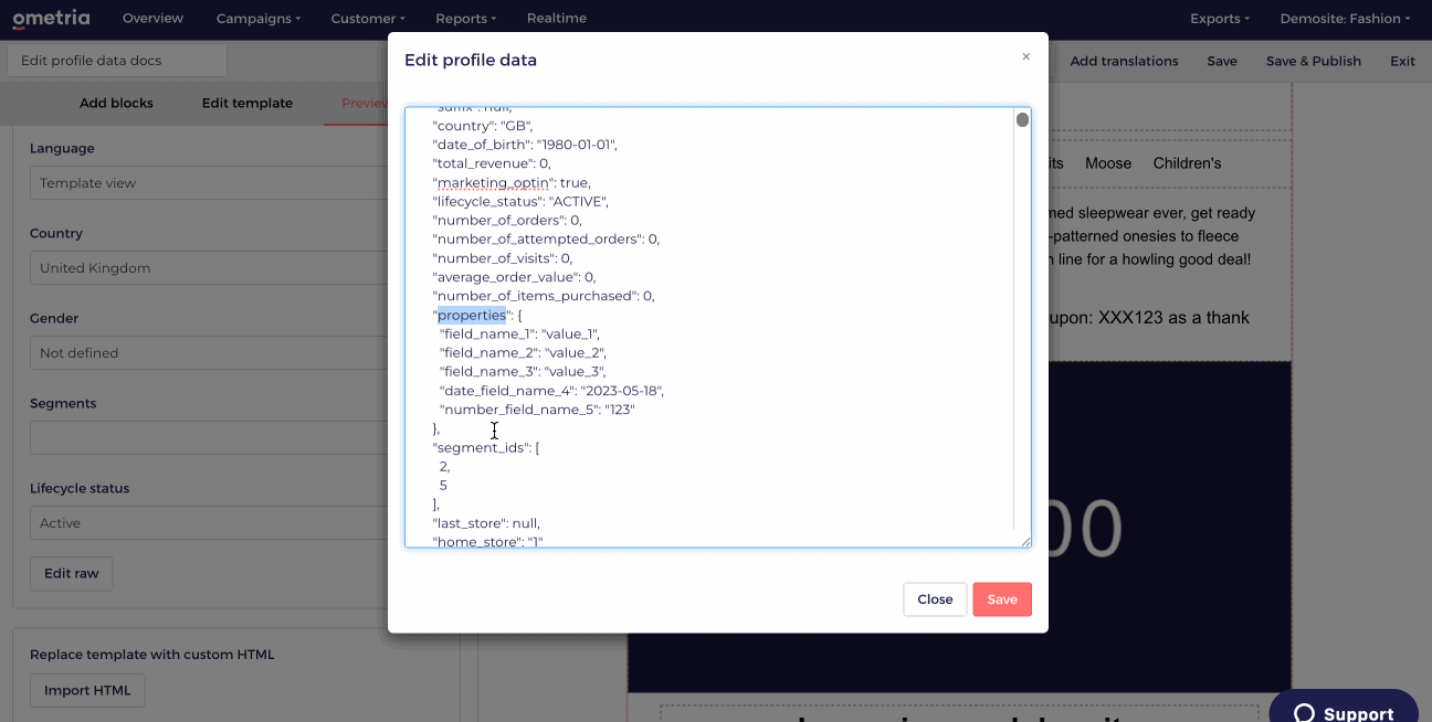 Edit profile data – Ometria Help Centre
