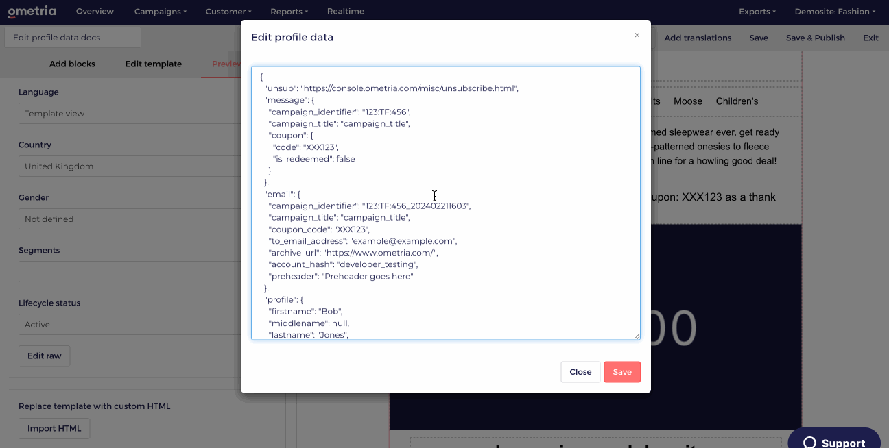 Edit profile data – Ometria Help Centre