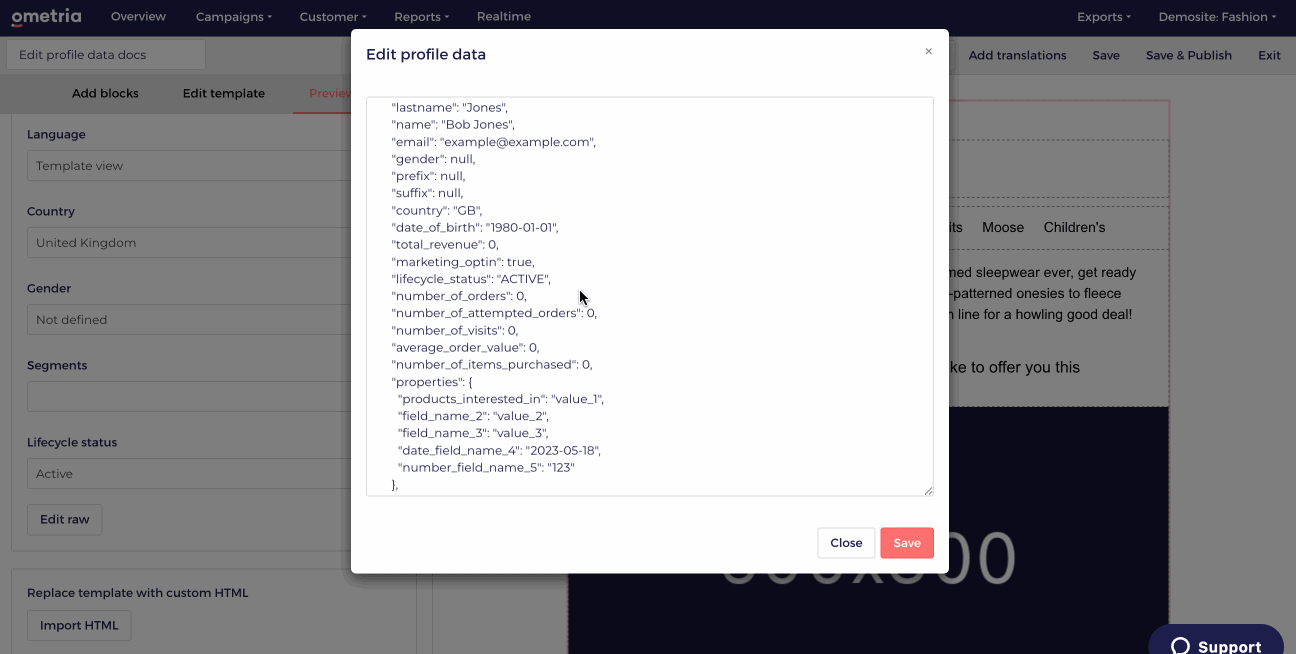 Edit profile data – Ometria Help Centre