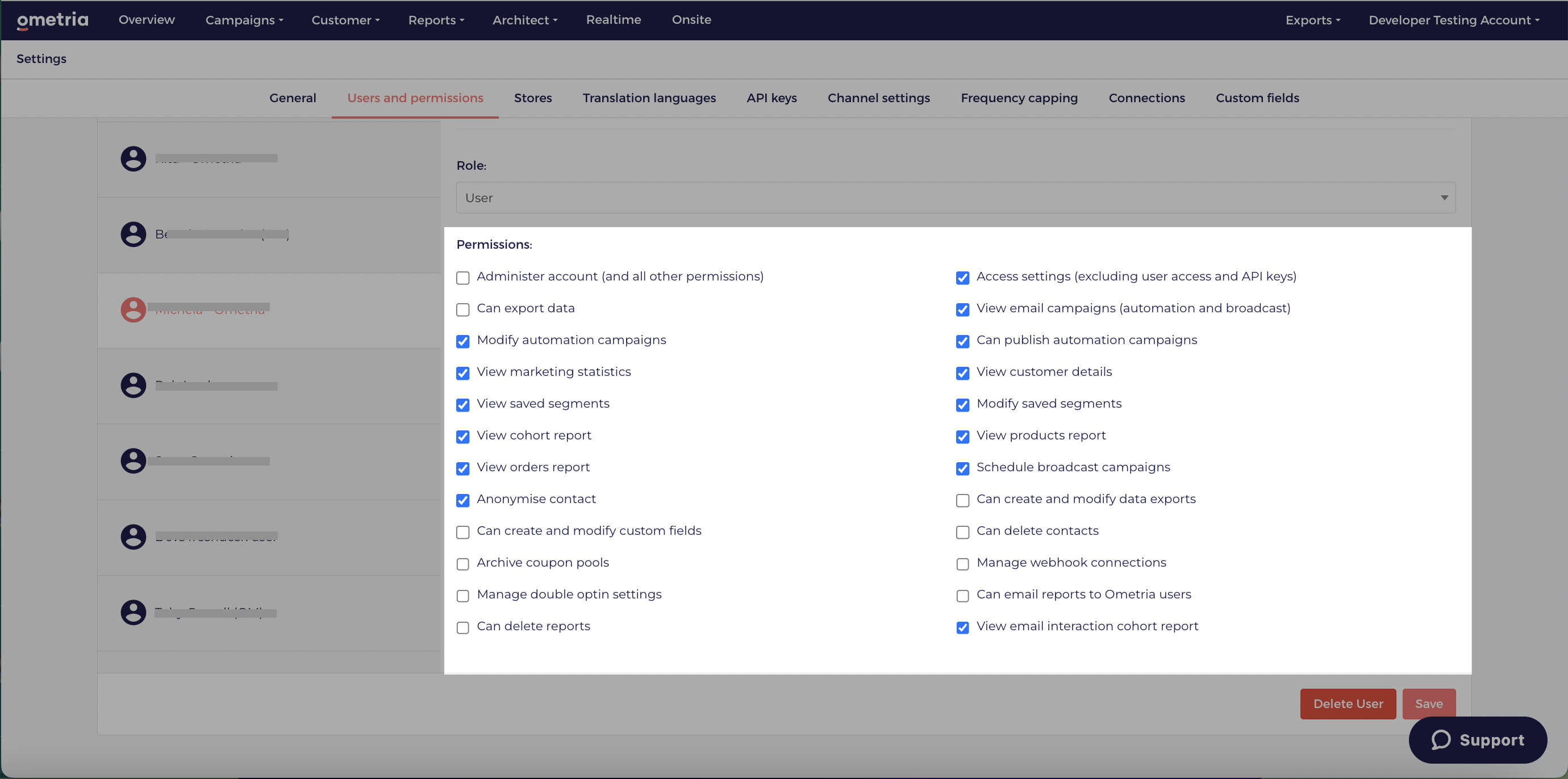 User permissions (legacy) – Ometria Help Centre
