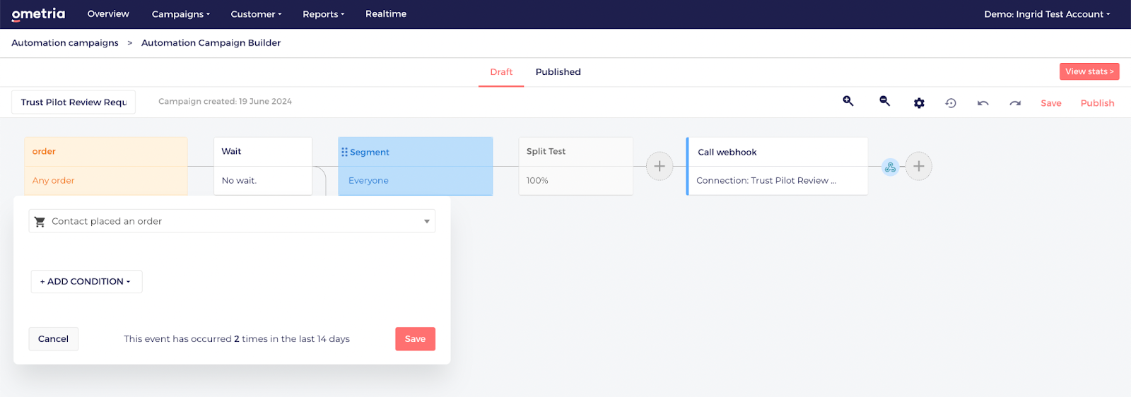 Send Trustpilot review invitations – Ometria Help Centre
