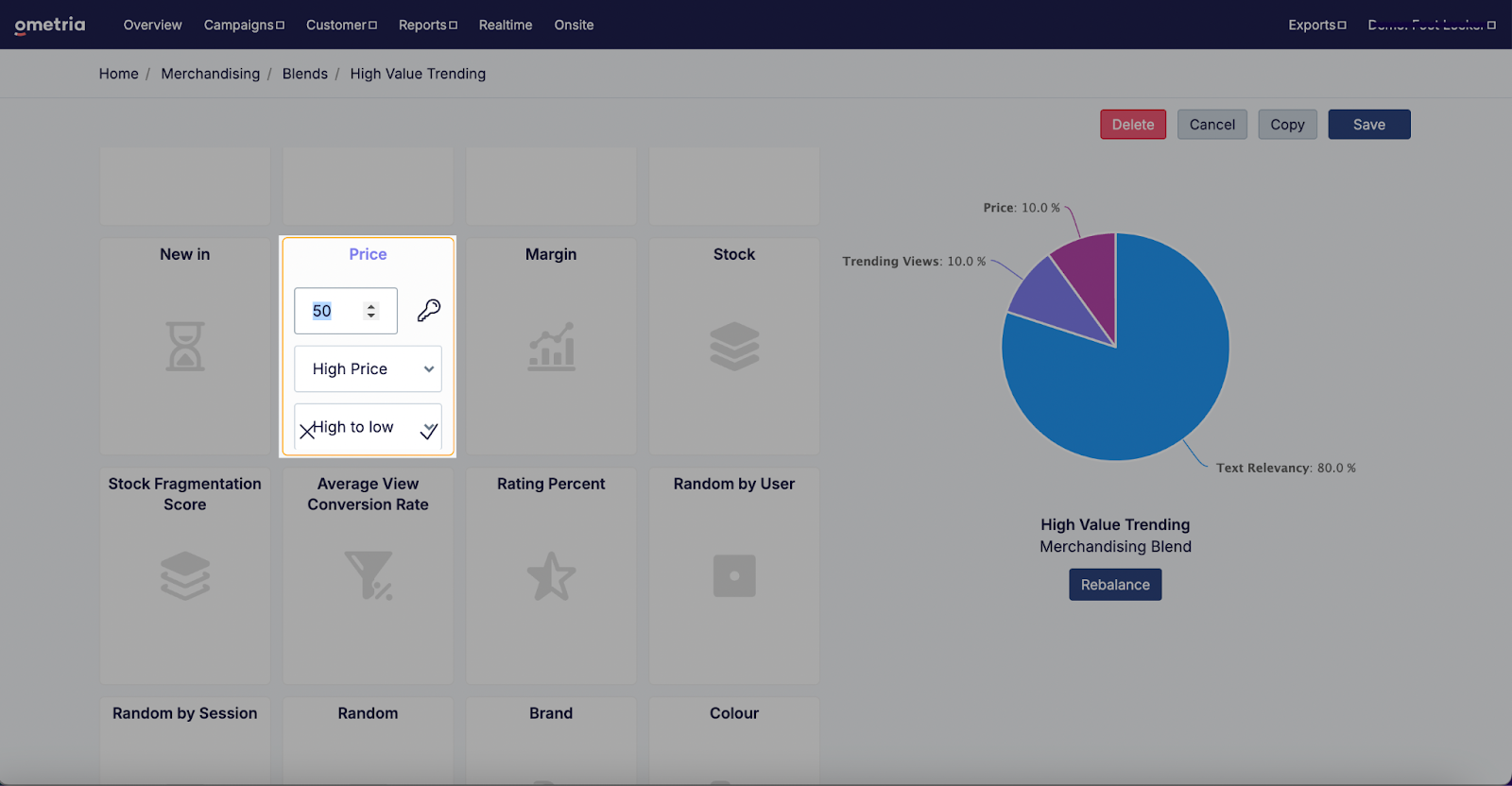 Custom ranges for merchandising blends – Ometria Help Centre