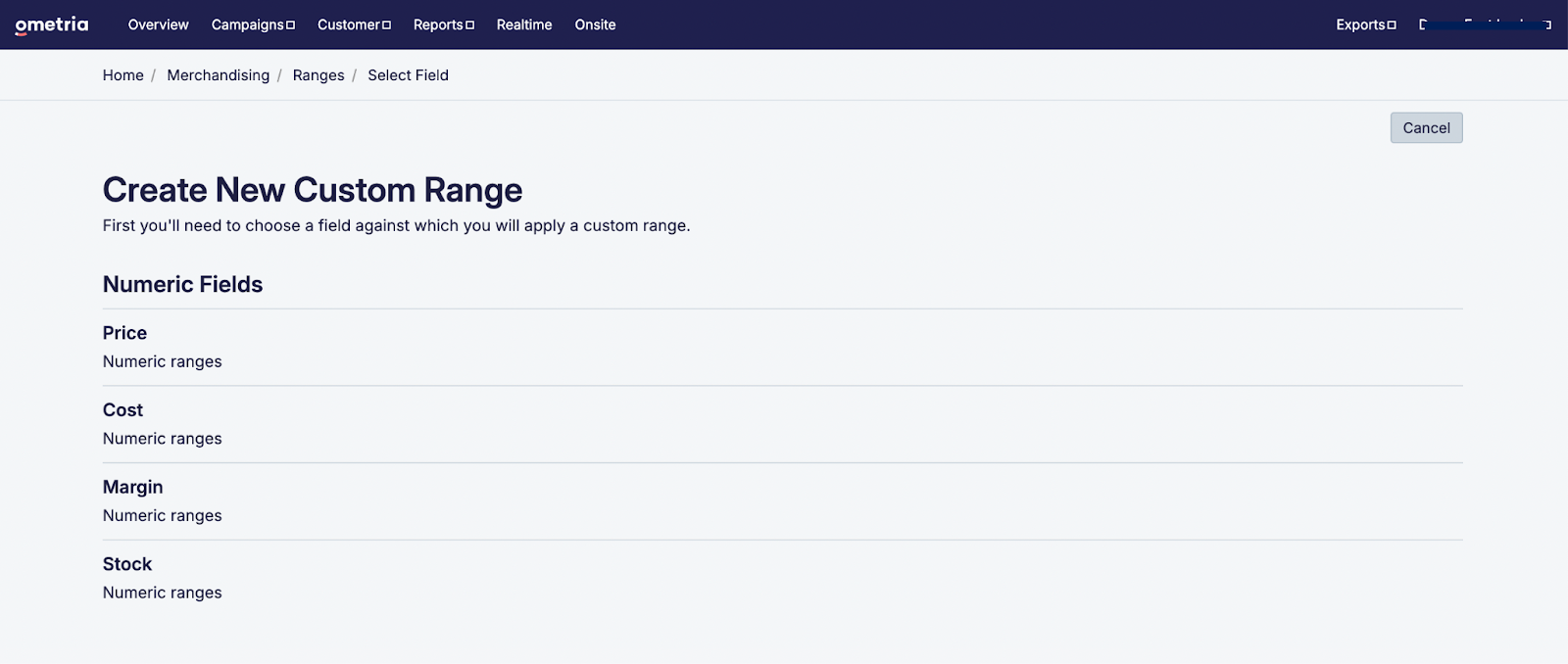 Custom ranges for merchandising blends – Ometria Help Centre