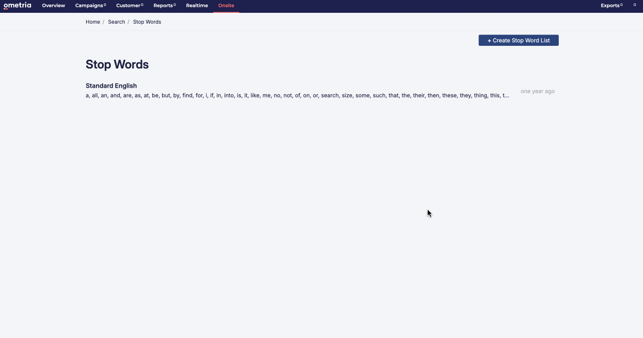 Autocomplete stop words for website personalisation – Ometria Help Centre