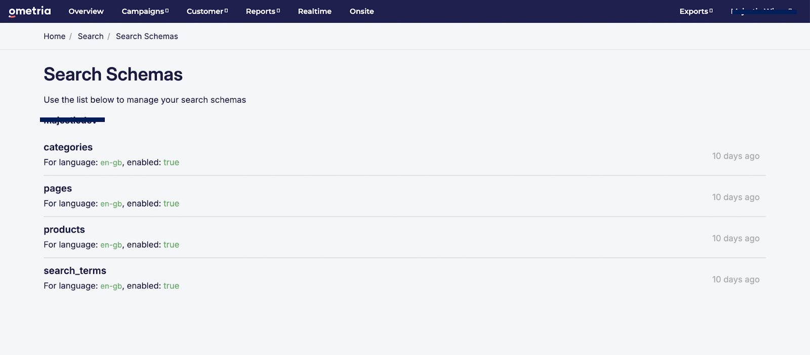 Search Schemas Ometria Help Centre