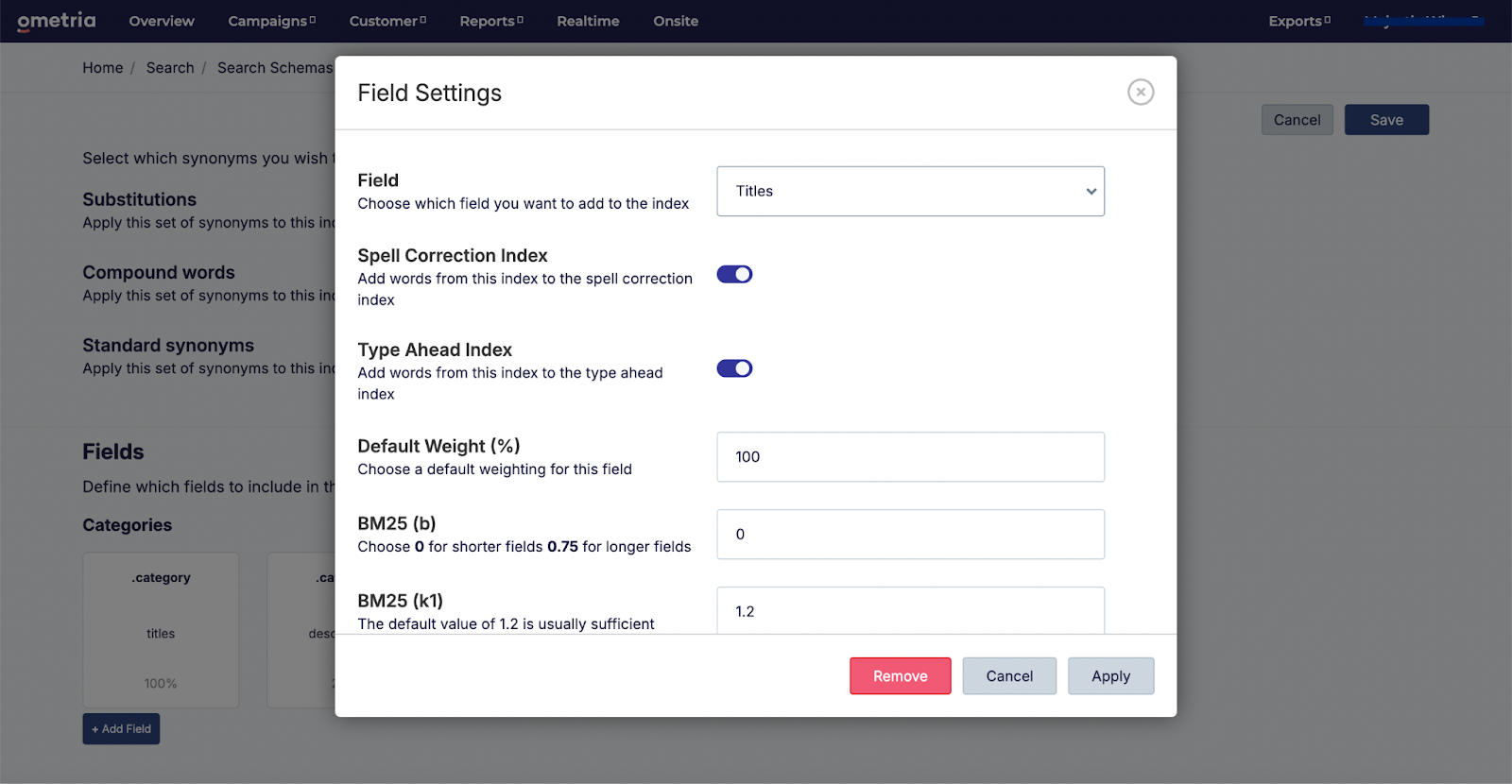 Search schemas – Ometria Help Centre