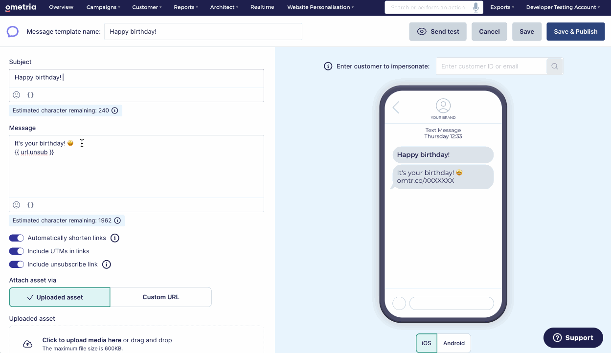 MMS templates – Ometria Help Centre