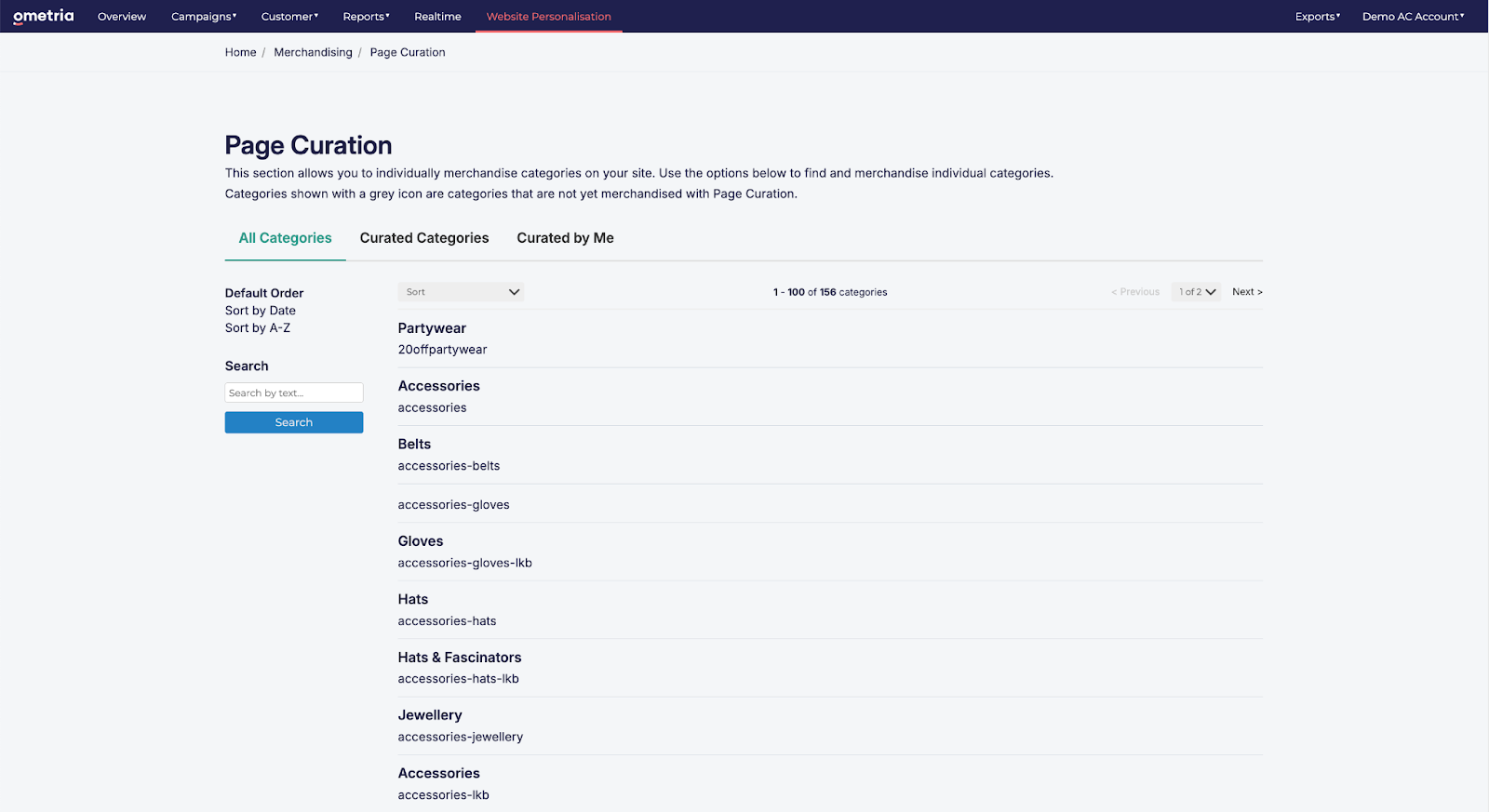 Page curation – Ometria Help Centre