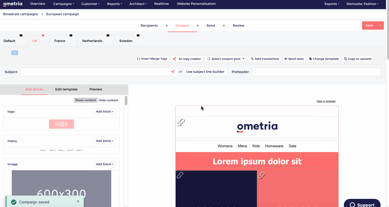 Using segmentation to send localised product information – Ometria Help Centre