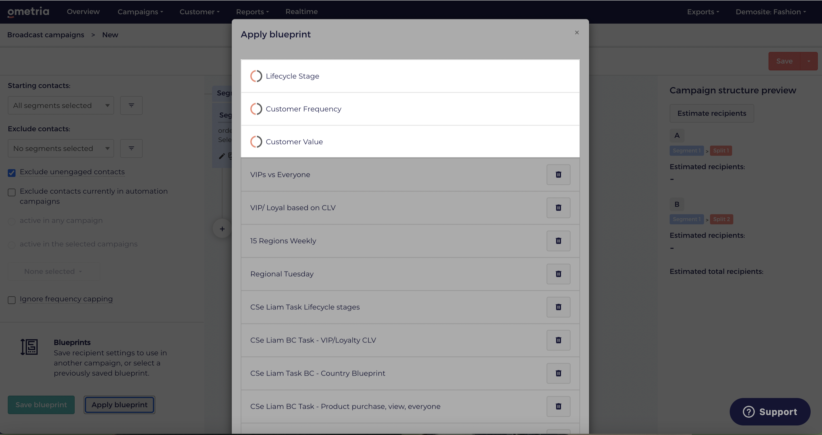 Broadcast blueprints – Ometria Help Centre