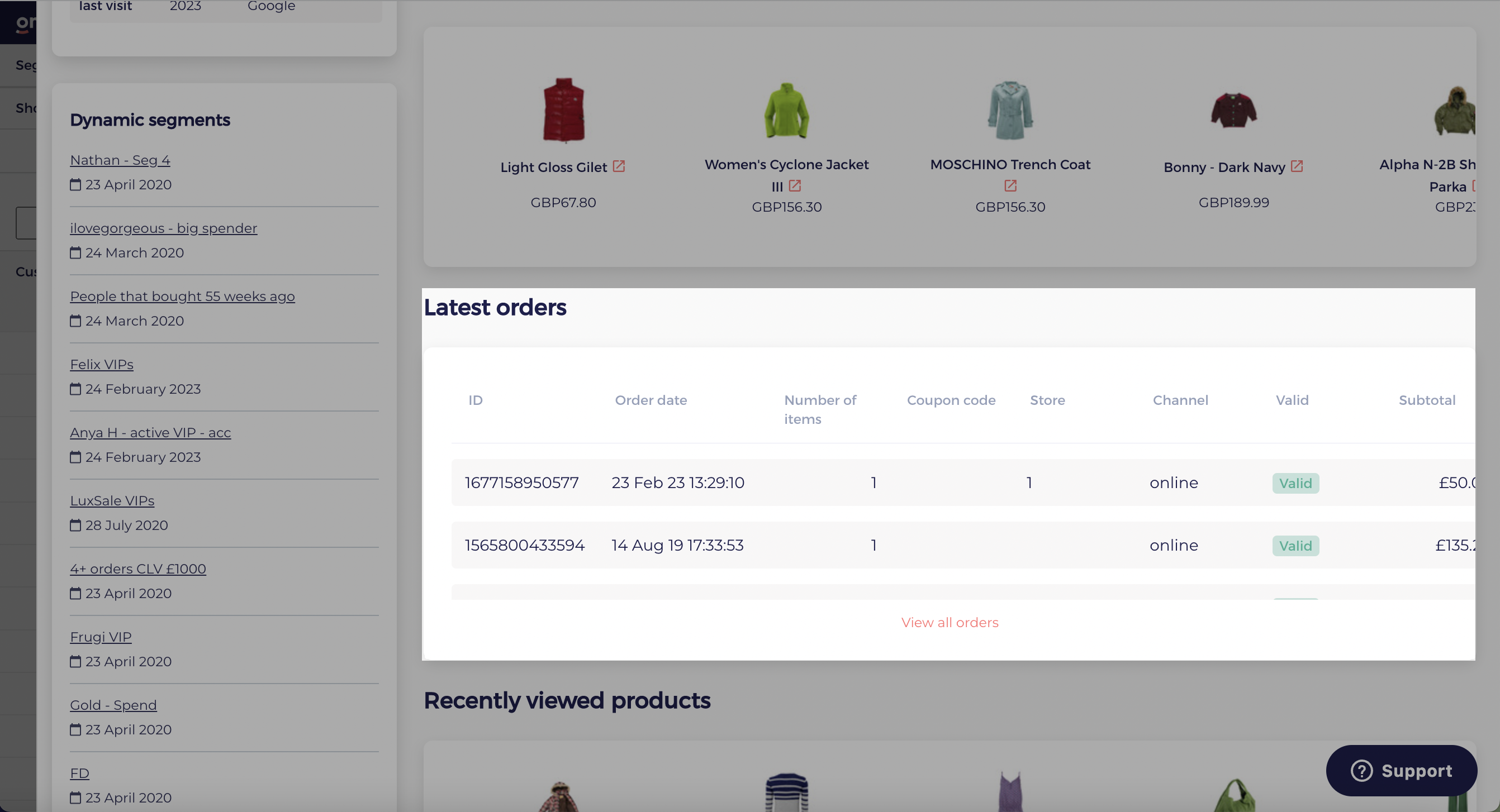 Latest orders in contact details – Ometria Help Centre